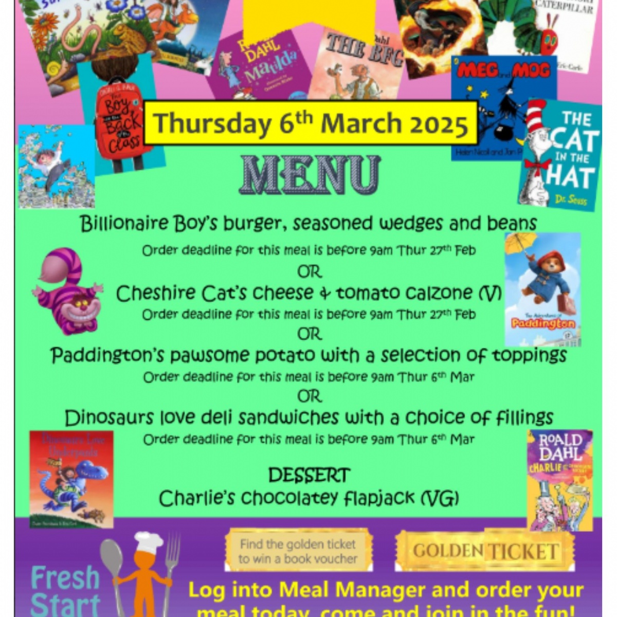 Weedon Bec Primary School - World Book Day Menu